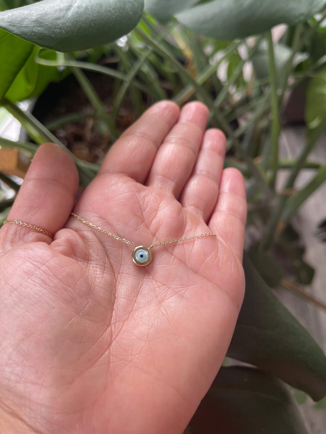Mother of Pearl Evil Eye Necklace / 14k Gold Mother of Pearl - Etsy