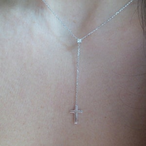 Diamond Cross Necklace / Diamond Necklace Lariat / 14k Gold - Etsy