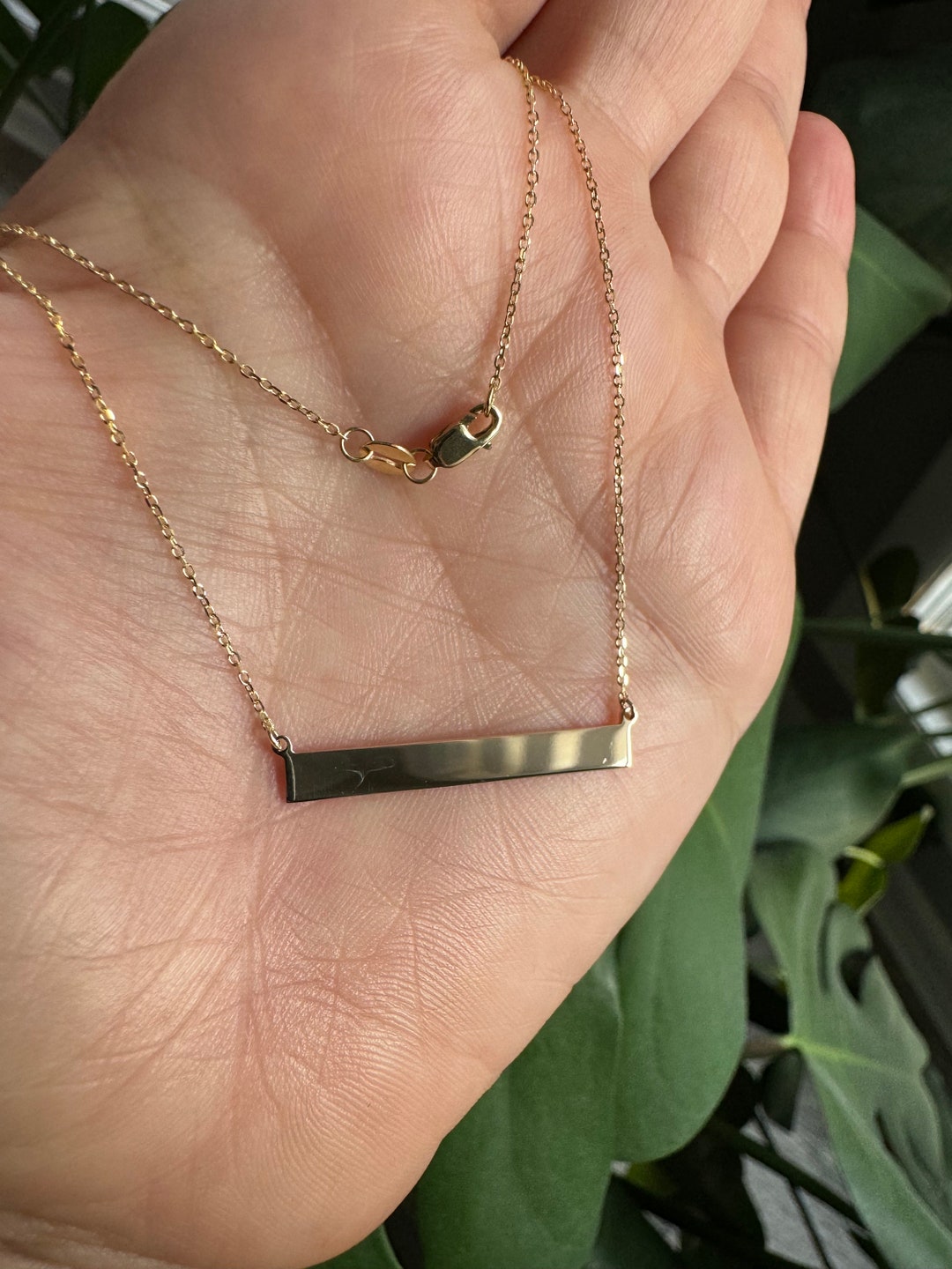 Bar Necklace / 14k Gold Bar Necklace / Gold Bar Necklace / Personalized ...