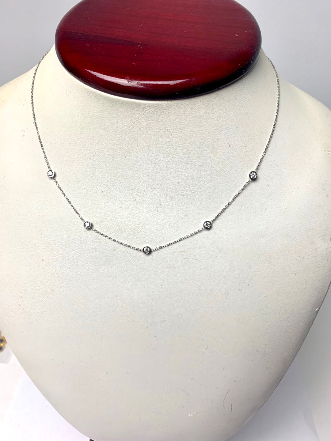 14k White Gold Diamond Station Necklace 0.20ctw - Etsy