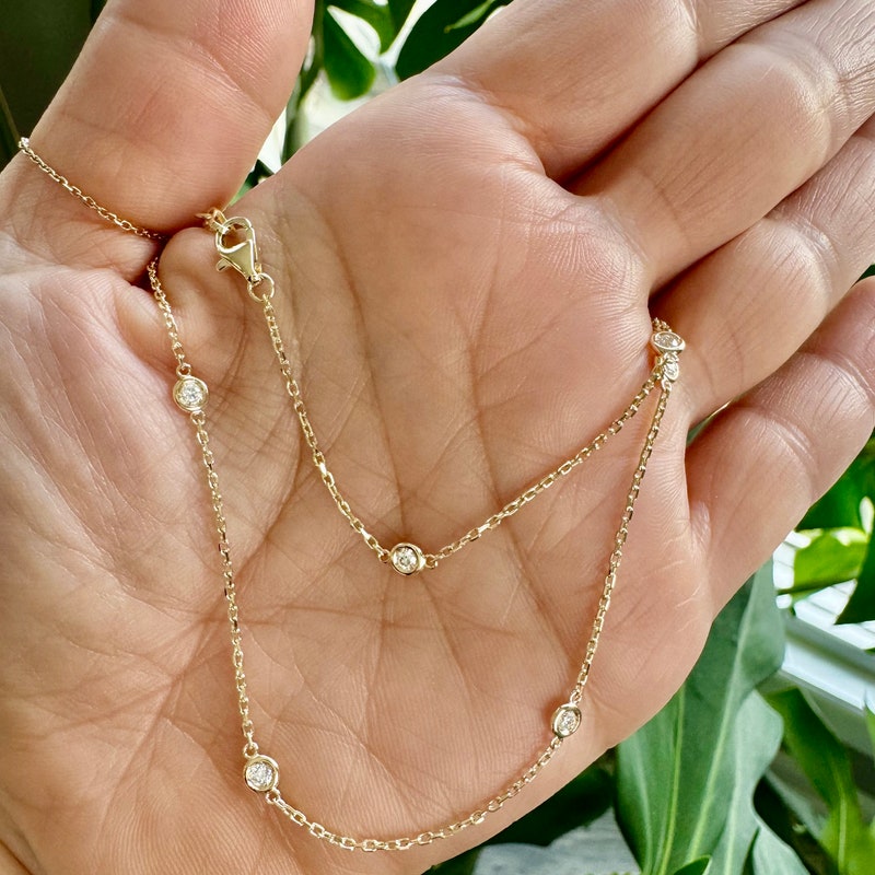 Side Set Diamond Necklace - Etsy