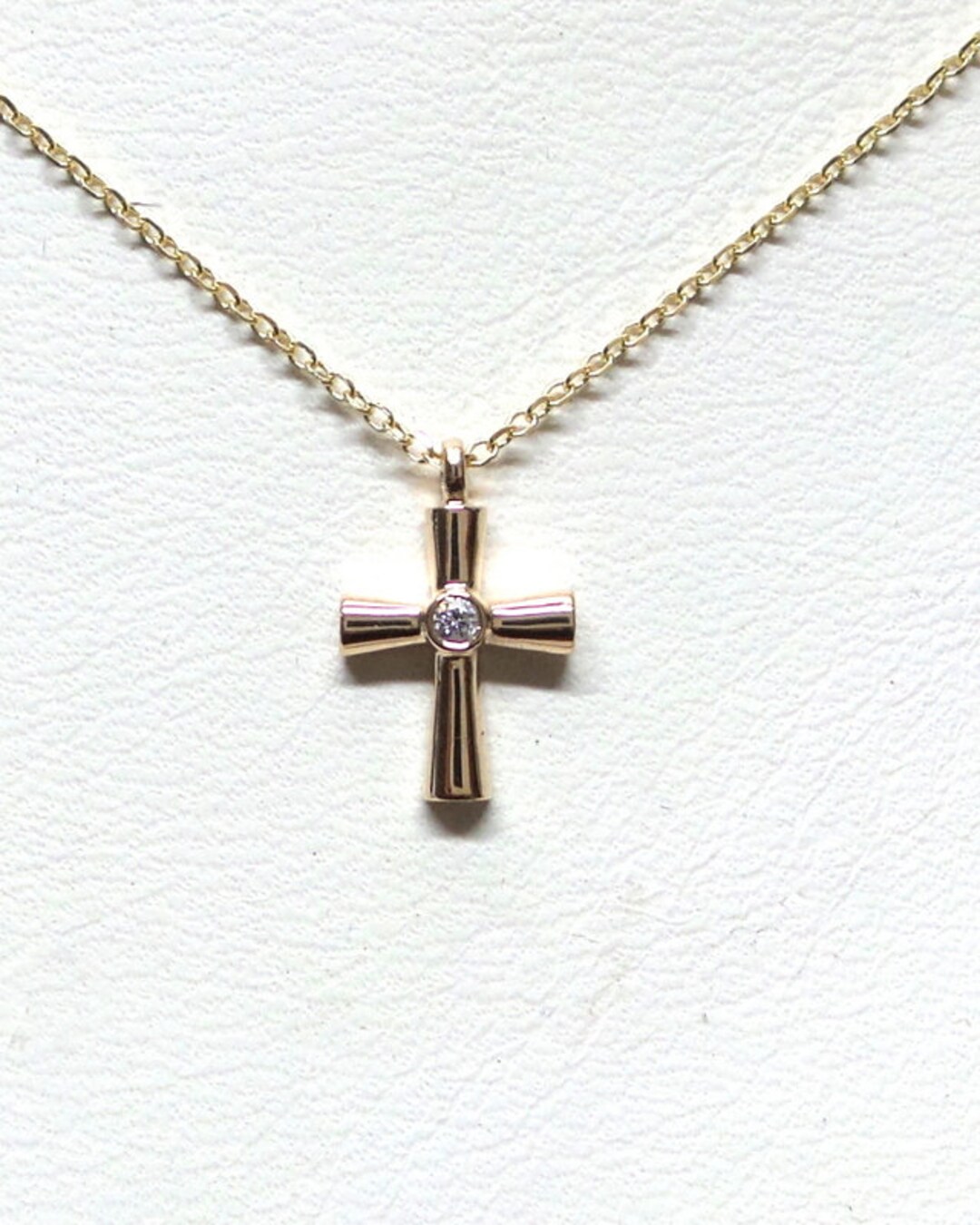 Small Diamond Cross Necklace / 14k Gold Cross / Small Diamond Cross ...