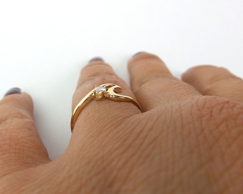 Wave Ring / Gold Wave Ring / Diamond Wave Ring / 14k Gold Wave - Etsy