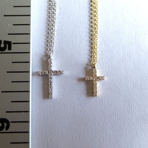 Small Diamond Cross Necklace 0.16cts / Everyday Diamond Cross / 14k ...