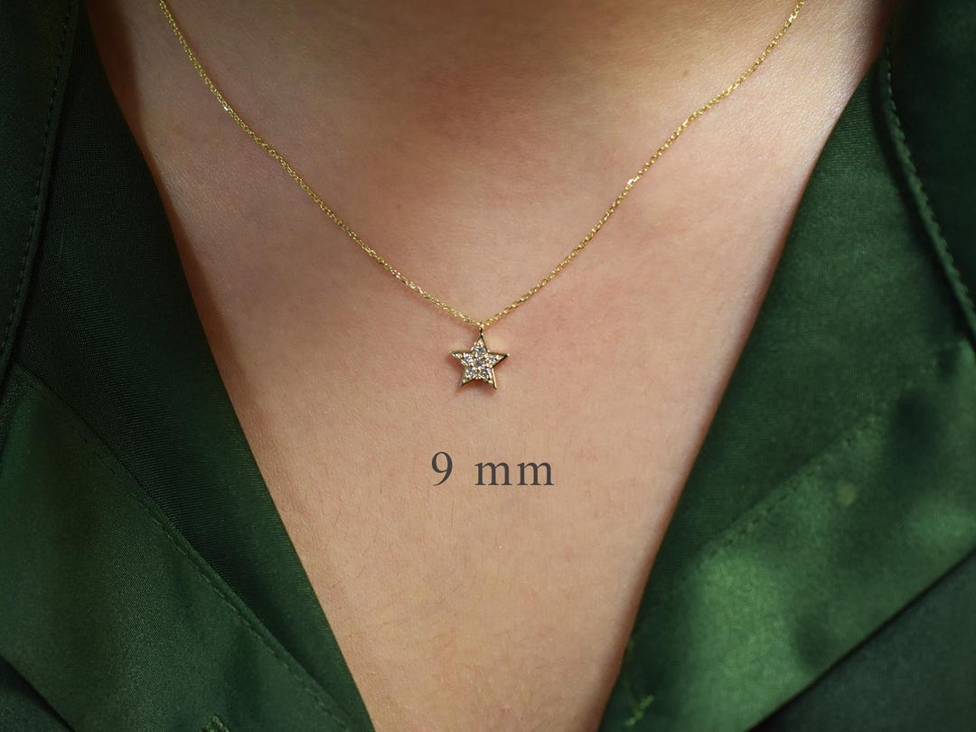 14k Gold Diamond Star Necklace 0.10cts / Small Star Necklace / Layering ...