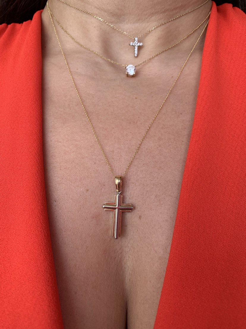 Gold Cross Necklace / 14k Gold Cross / Boys Girls / Solid Gold Cross ...
