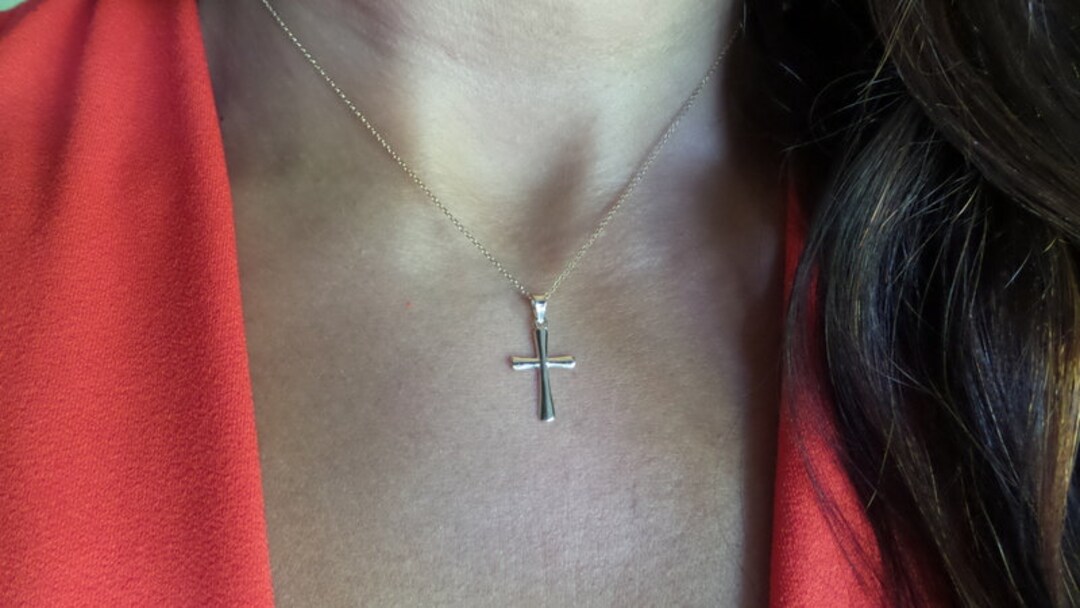 Gold Cross Necklace / 14k Gold Cross Pendant / Solid Gold Cross ...