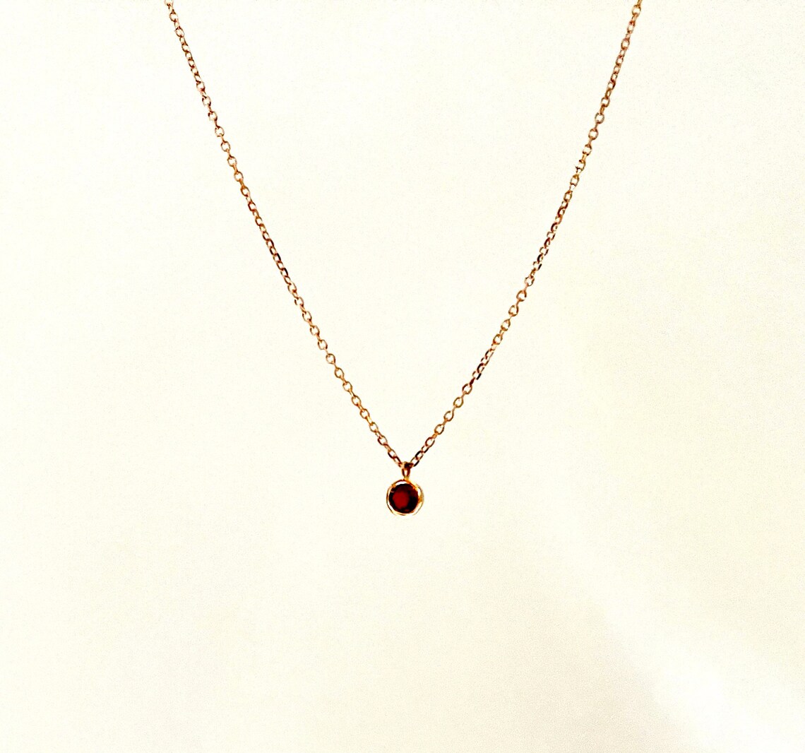 Ruby Necklace / 14k Gold Ruby Necklace 3mm / Ruby Solitaire | Etsy