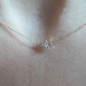 Diamond Star Necklace / Star Charm Necklace / Small Diamond Star ...