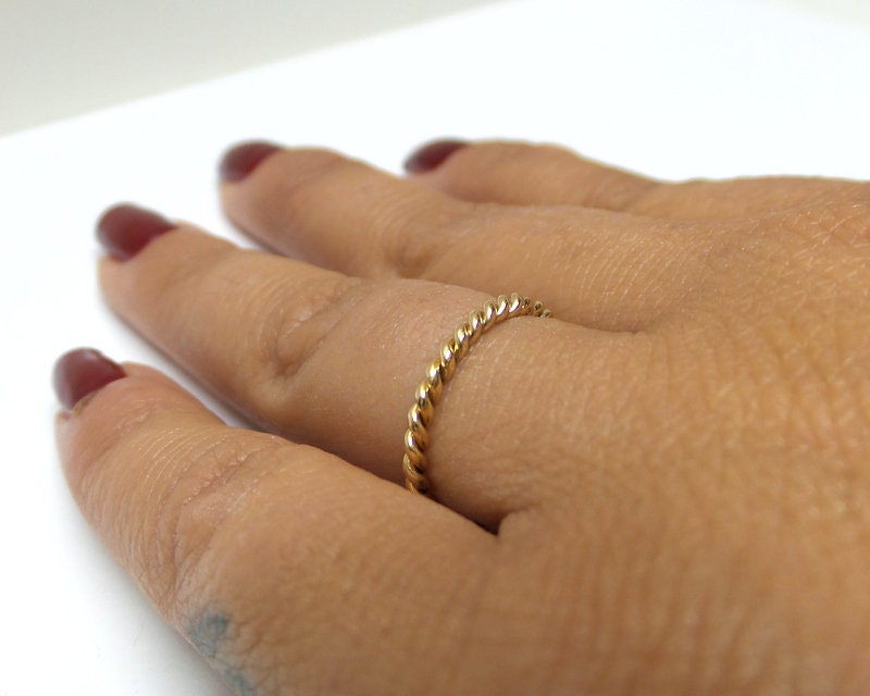 Rope Ring / 14k Gold Rope Ring 1.5 MM / Rope Wedding Ring / Solid Gold ...