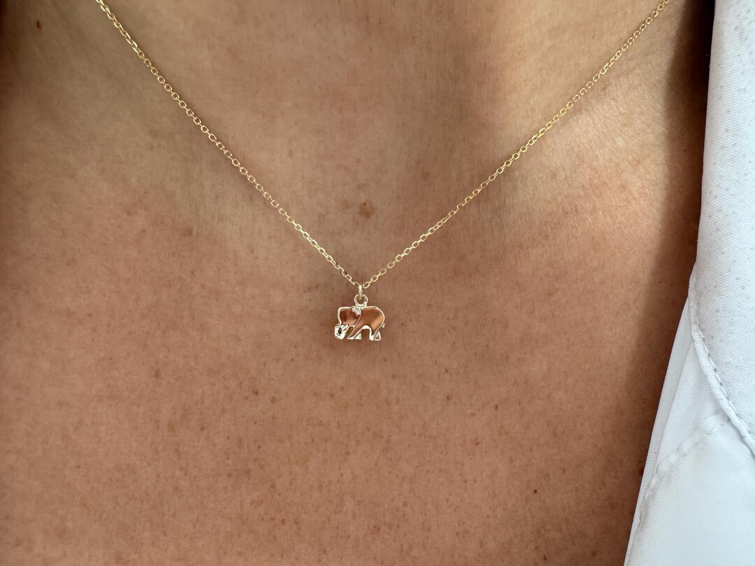 14k White Gold Elephant Necklace: Good Luck Charm - Etsy