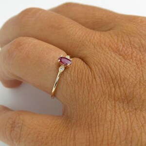 Ruby Ring / Diamond Ruby Ring / 14k Gold Ruby Ring / Oval Ruby Ring / Dainty Ruby Ring ...