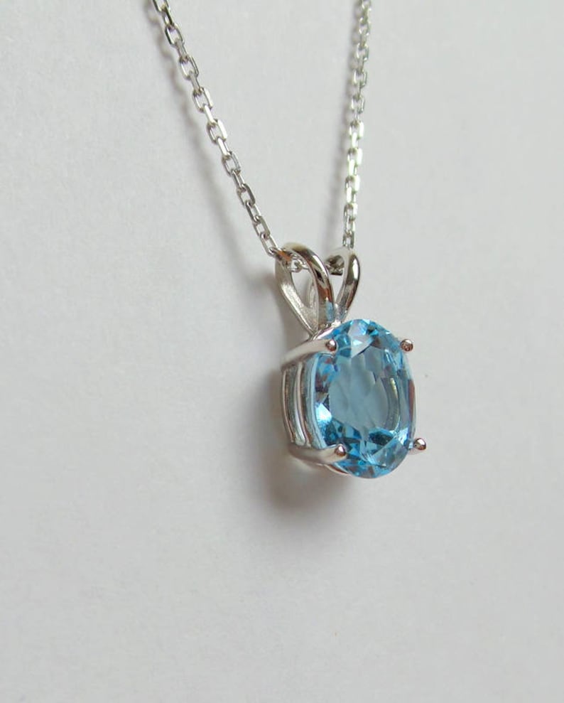 Blue Topaz Necklace Sterling Silver/ Silver Blue Topaz | Etsy