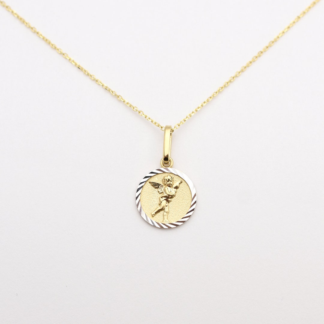 Guardian Angel Necklace / 14k Gold Guardian Angel Necklace / - Etsy