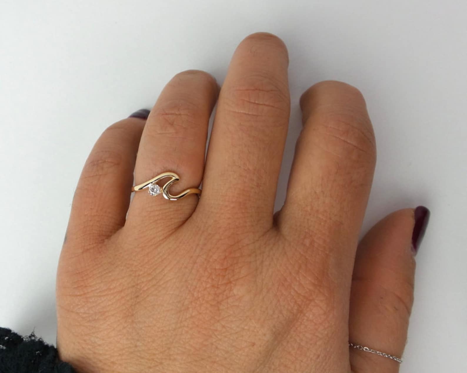 Wave Ring / Gold Wave Ring / Diamond Wave Ring / 14k Gold Wave - Etsy