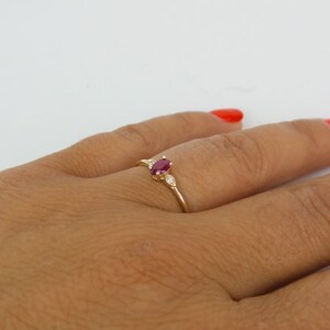 Ruby Ring / Diamond Ruby Ring / 14k Gold Ruby Ring / Oval Ruby Ring / Dainty Ruby Ring ...