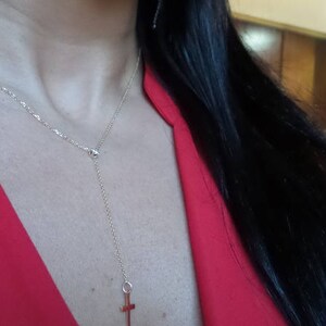 Diamond Cross Necklace / Diamond Necklace Lariat / 14k Gold Diamond ...