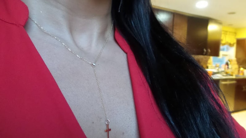 Diamond Cross Necklace / Diamond Necklace Lariat / 14k Gold | Etsy