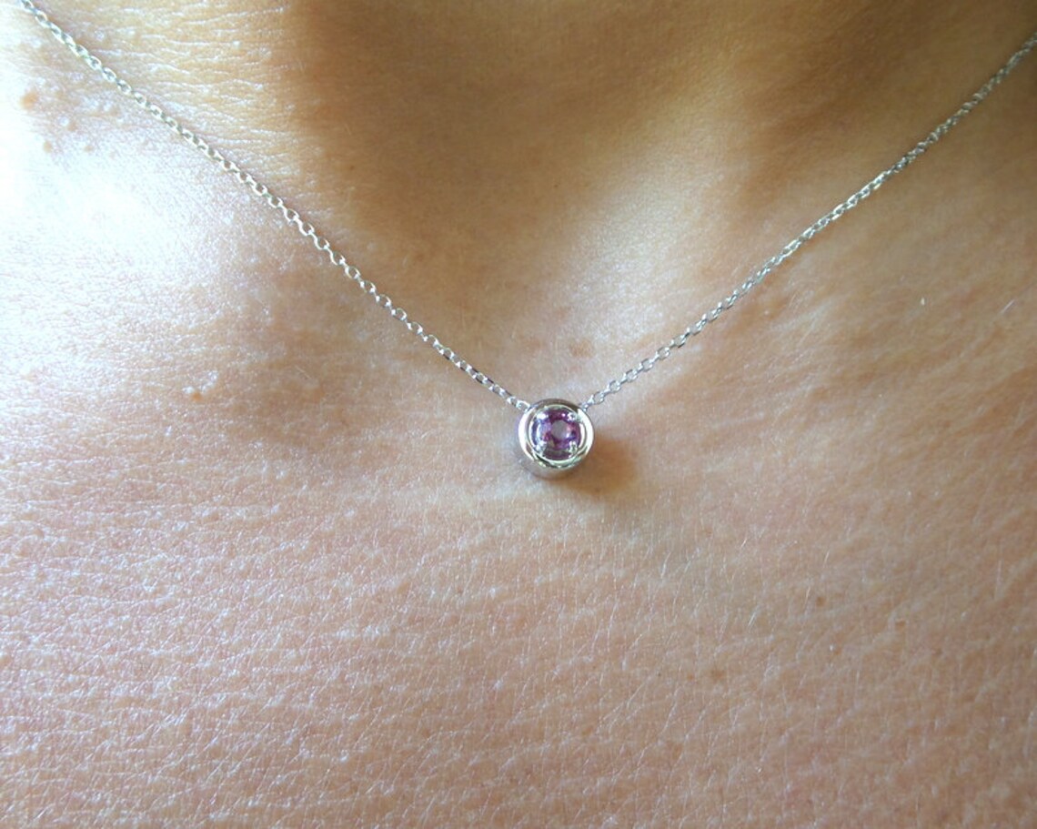 Ruby Necklace / 14k White Gold Ruby Necklace / Minimalist Ruby | Etsy