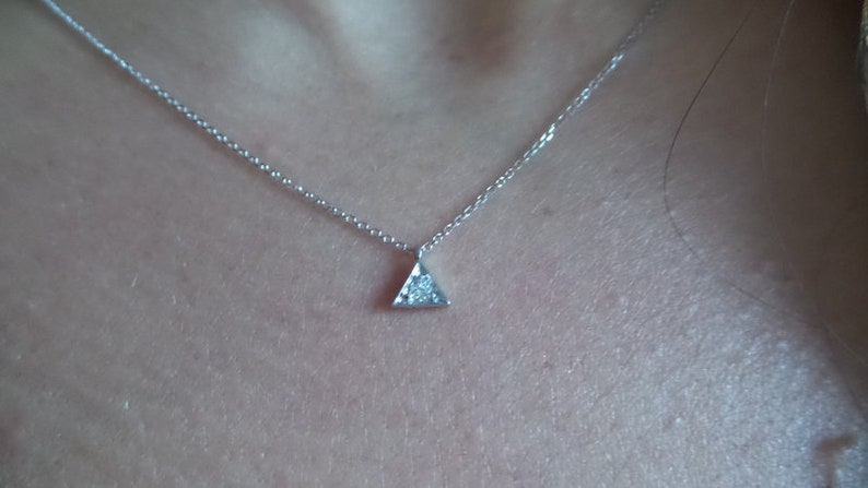 Triangle Shape Diamond Pendant/ Dainty Diamond Necklace/ 14k | Etsy