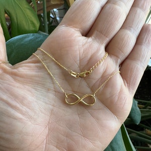 14k Yellow Gold Infinity Necklace: Dainty Love Charm, Adjustable Chain ...