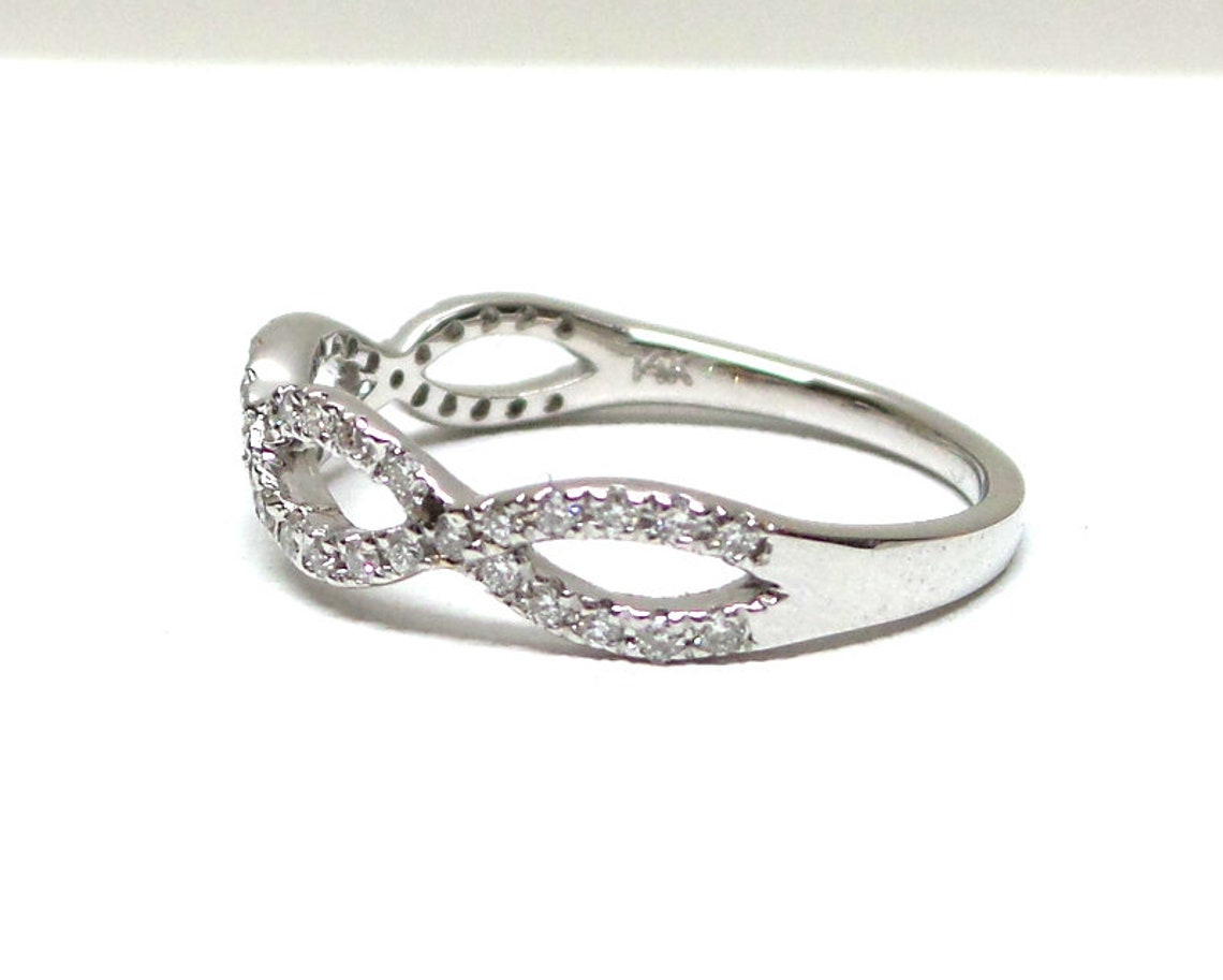 Diamond Infinity Ring 0.30ct / 14k White Gold Diamond Infinity - Etsy
