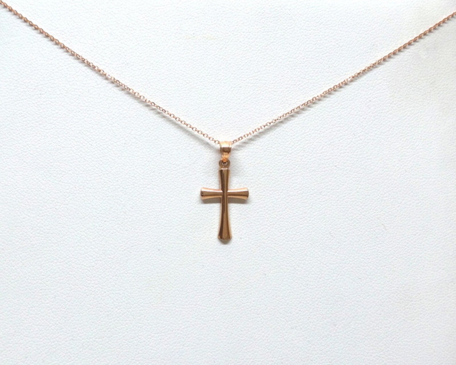 14k Solid Rose Gold Cross Necklace: Communion Confirmation Gift - Etsy