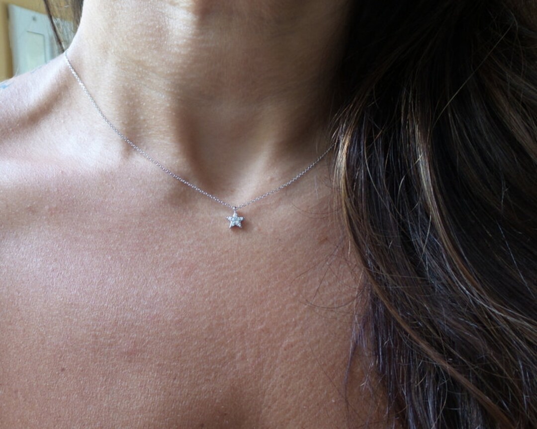 Diamond Star Necklace0.10 Cts / Small Star Necklace / Mini - Etsy
