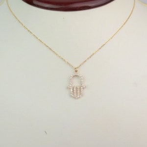 Diamond Hamsa Necklace / 14k Gold Diamond Hamsa Necklace - Etsy
