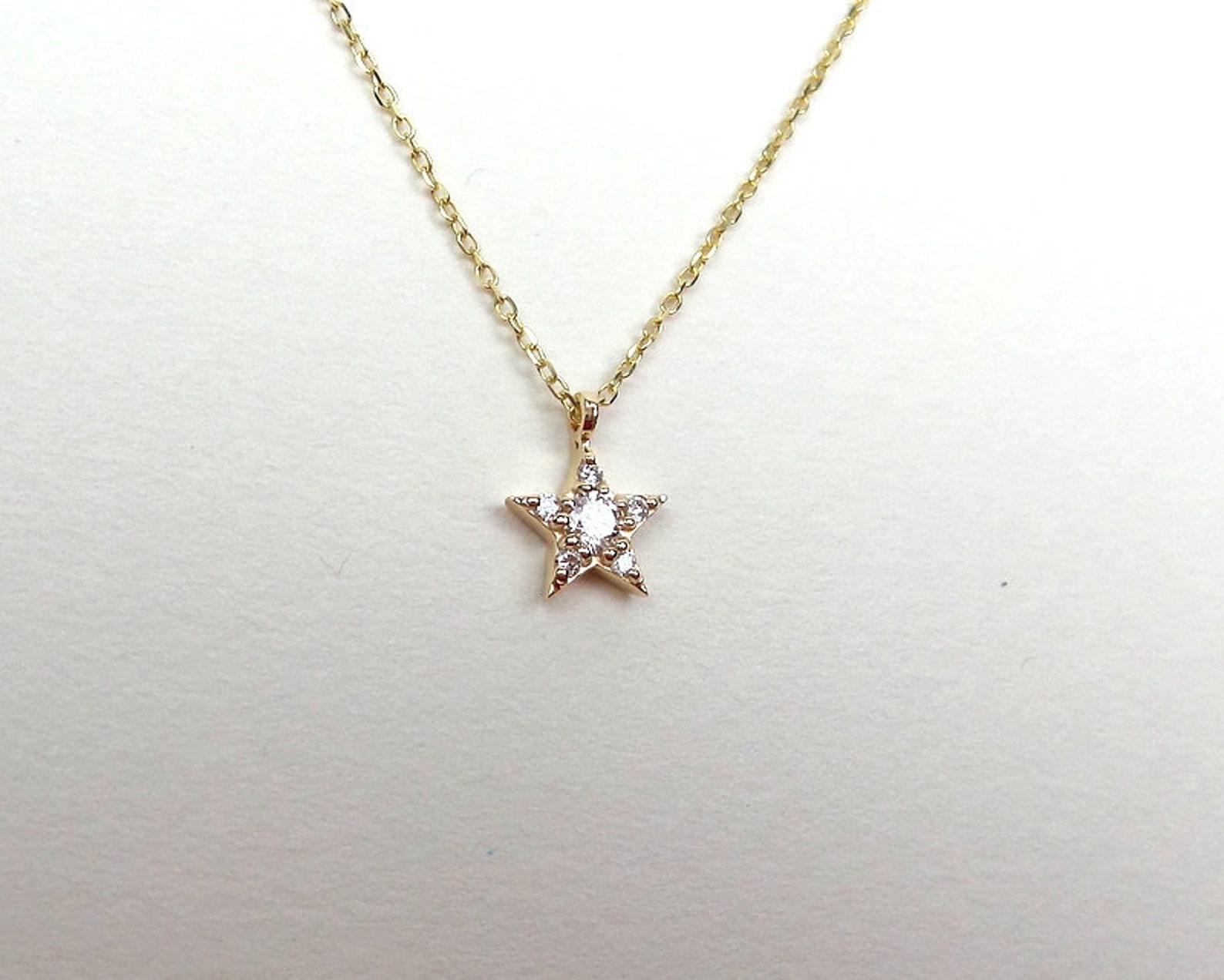 Diamond Star Necklace 0.10cts / Small Star Necklace / Mini | Etsy