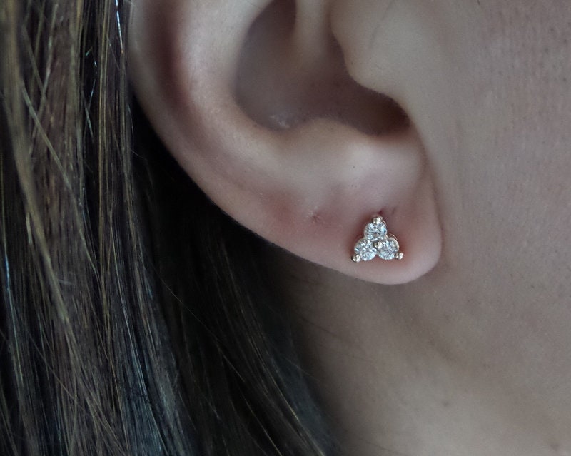 Diamond Trio Earrings 0.30 tcw / 14k Gold Diamond Earrings Diamond Trio Earrings 0.30 tcw / 14k Gold Diamond Earrings