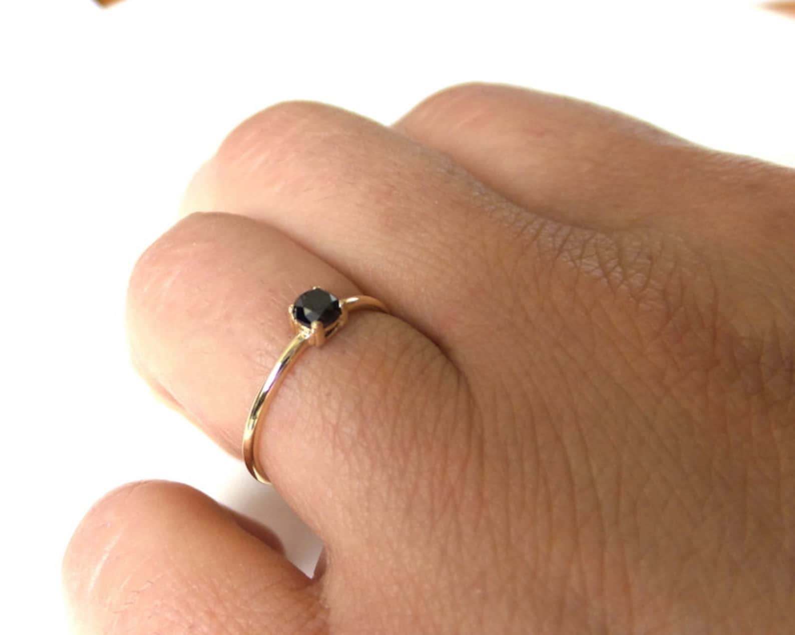 Black Diamond Ring / 14k Gold Black Diamond Ring / 14k Gold - Etsy