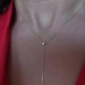 Diamond Cross Necklace / Diamond Necklace Lariat / 14k Gold Diamond ...