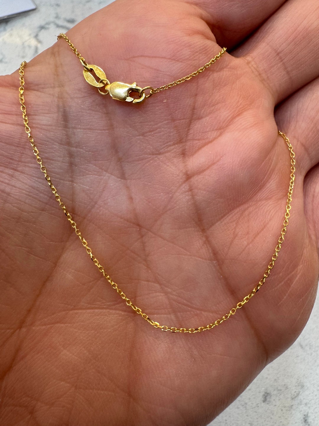 14k Solid Gold Diamond Cut Cable Link Chain (0.8mm) - Etsy