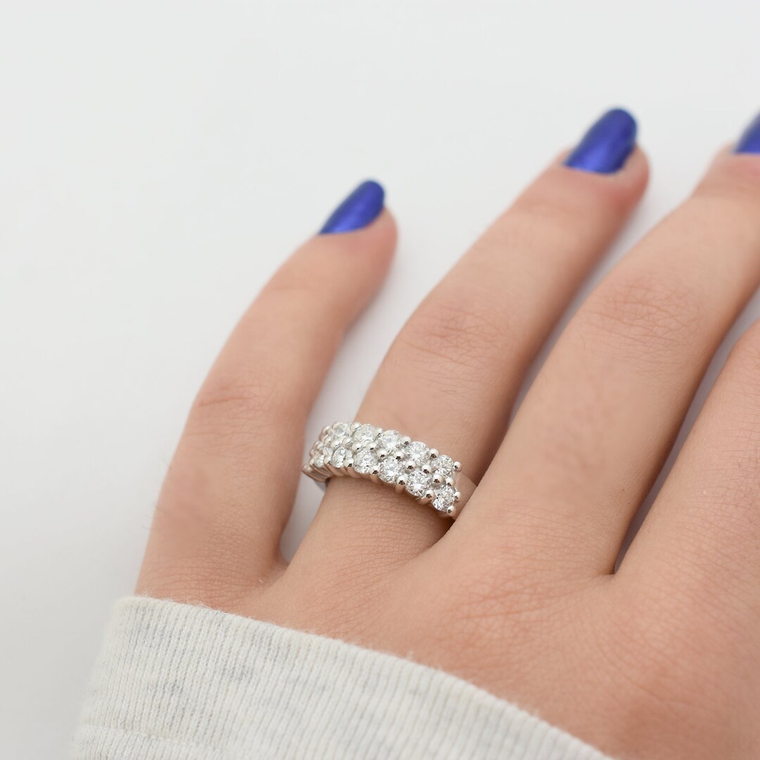 Large Diamond Ring 1.26cts / 14k Gold Double Layered Diamond Wedding ...