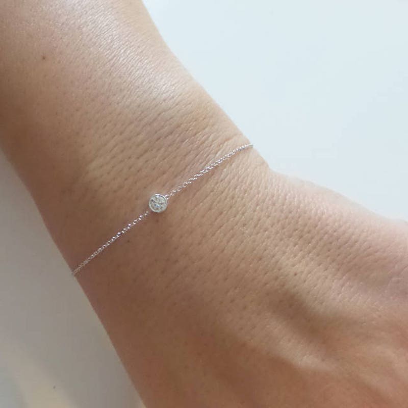 14k Single Diamond Bracelet - Etsy