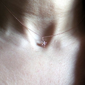 North Star Necklace / Starburst Diamond Necklace / 14k Rose Gold North ...