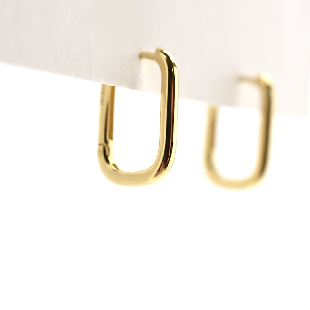 14k Gold Square Hoop Earrings: Solid Gold Everyday Hoops - Etsy