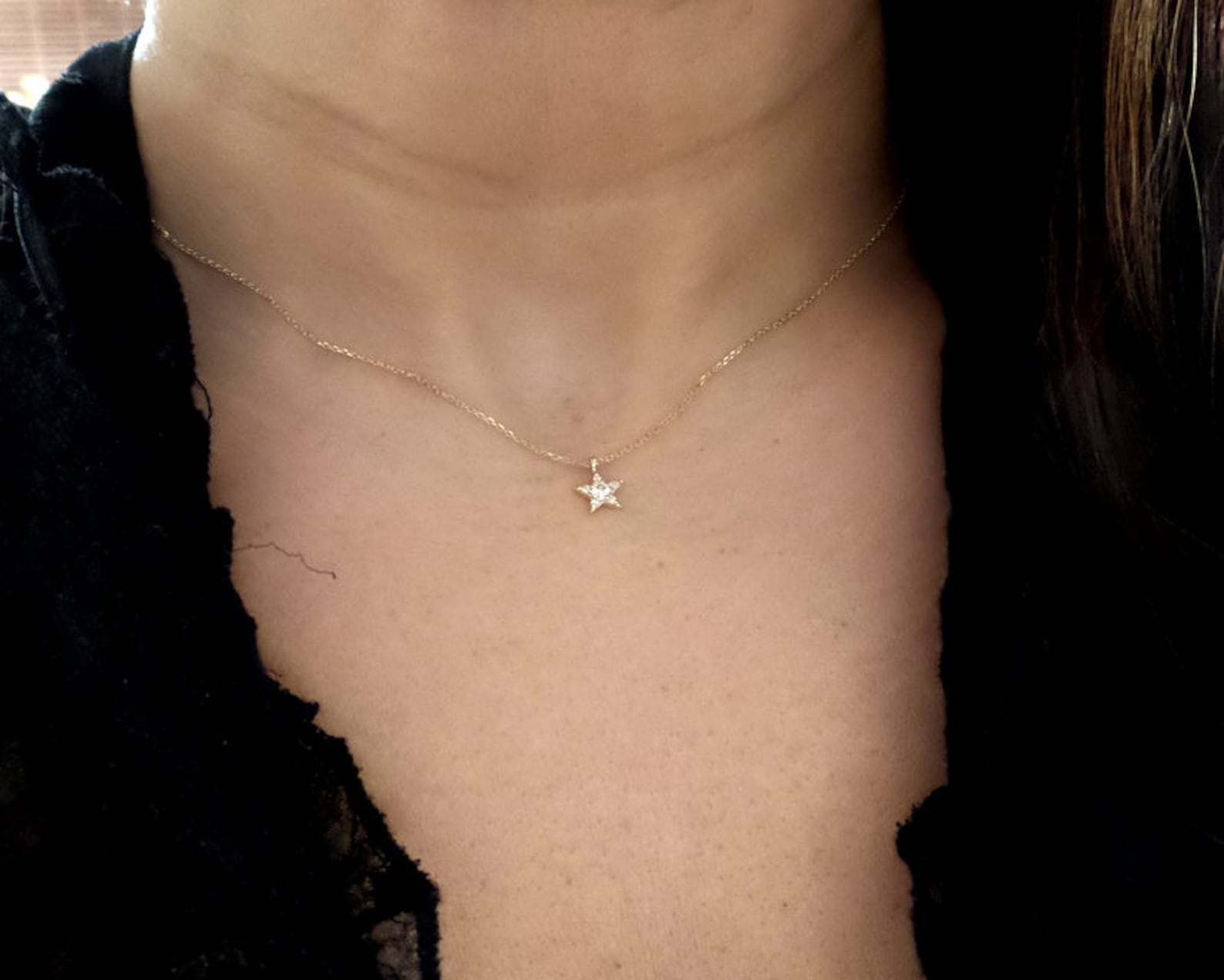 Diamond Star Necklace 0.10cts / Small Star Necklace / Mini | Etsy