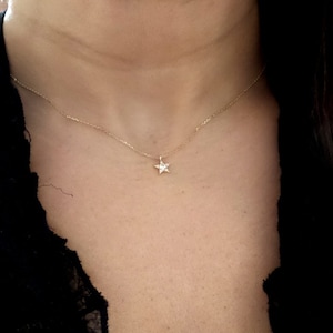 Diamond Star Necklace 0.10cts / Small Star Necklace / Mini Star ...