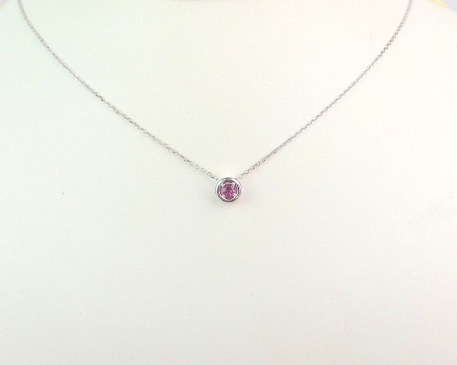 Ruby Necklace / 14k White Gold Ruby Necklace / Minimalist Ruby | Etsy