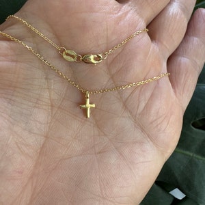 14k Solid Gold Small Cross Necklace: Religious Pendant - Etsy