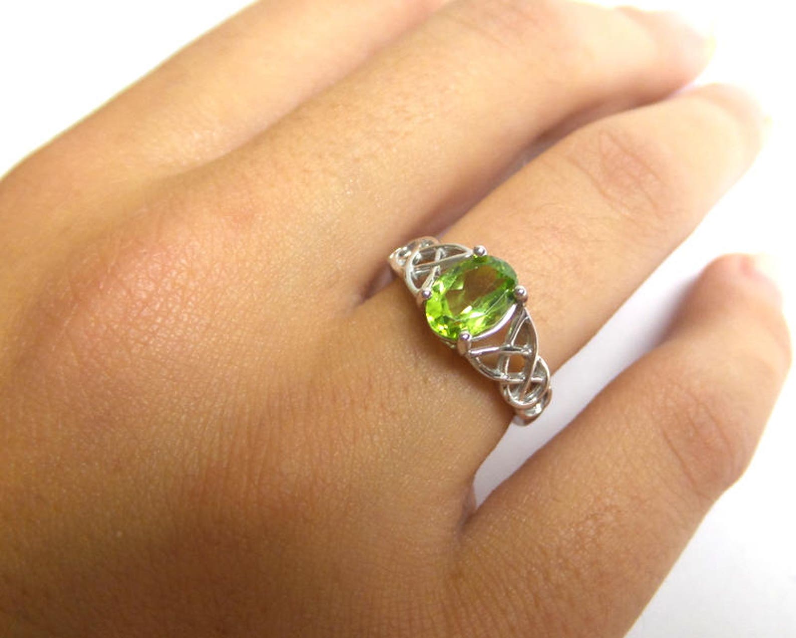 Peridot Ring Sterling Silver/ Genuine Peridot Ring/ Sterling - Etsy