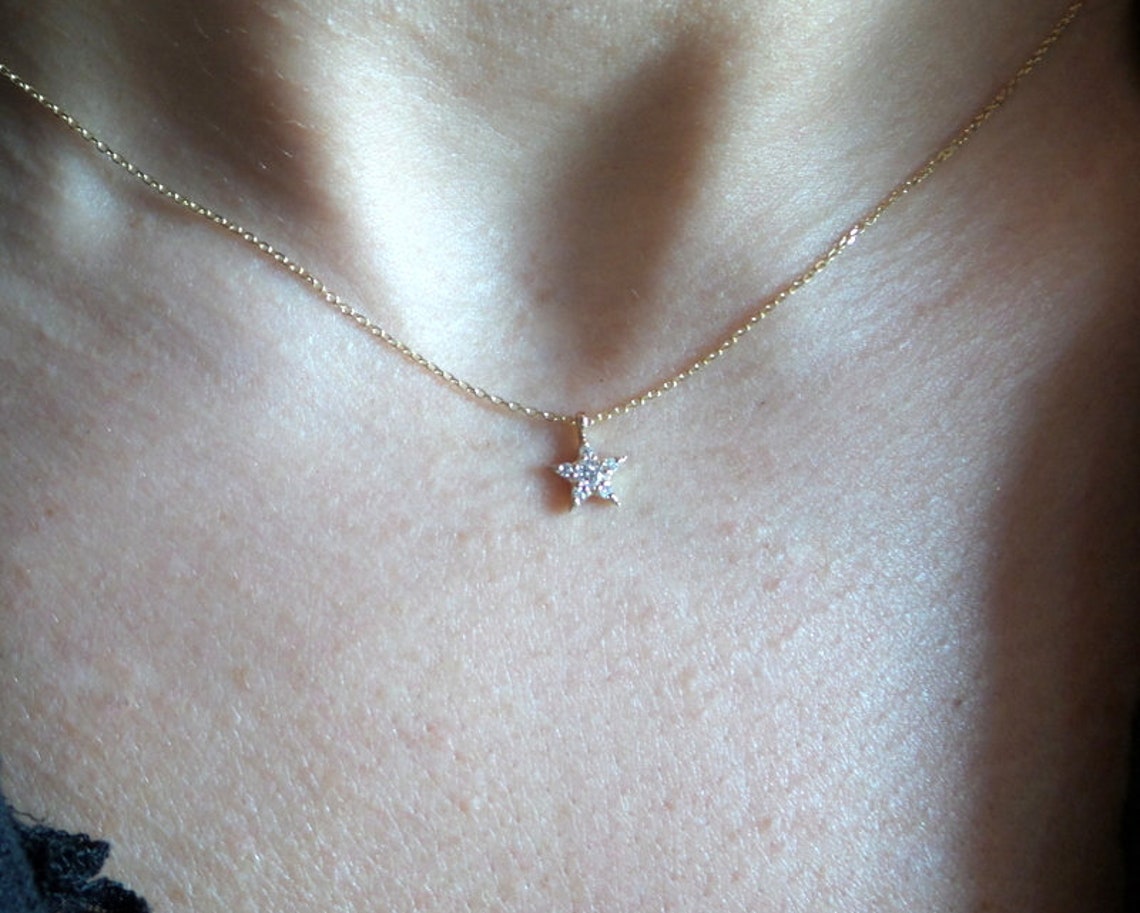 Diamond Star Necklace 0.10cts / Small Star Necklace / Mini | Etsy
