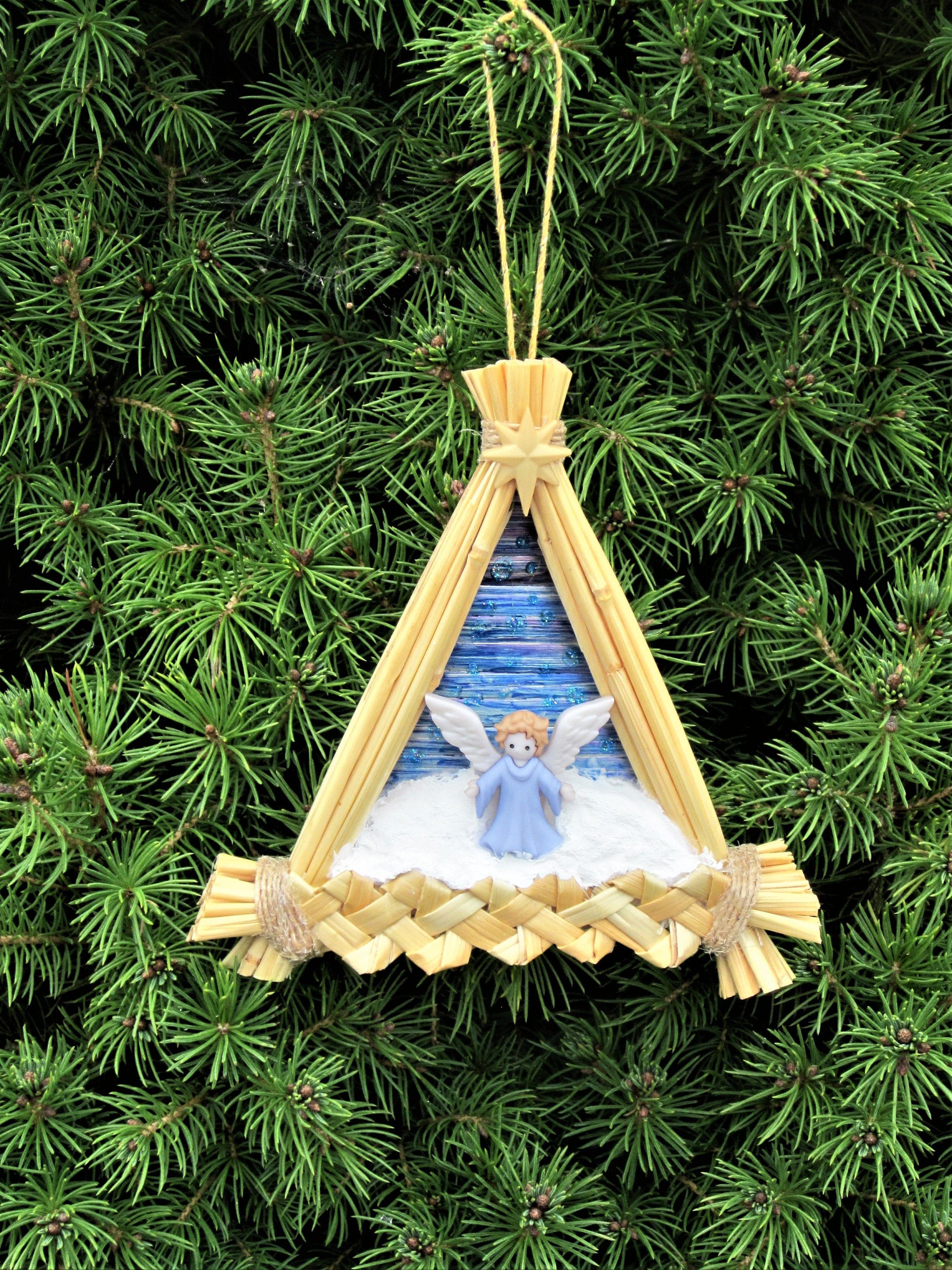 Heavenly Angel Wheat Weaving ornament Unique Hand Made in the USA - Etsy.de