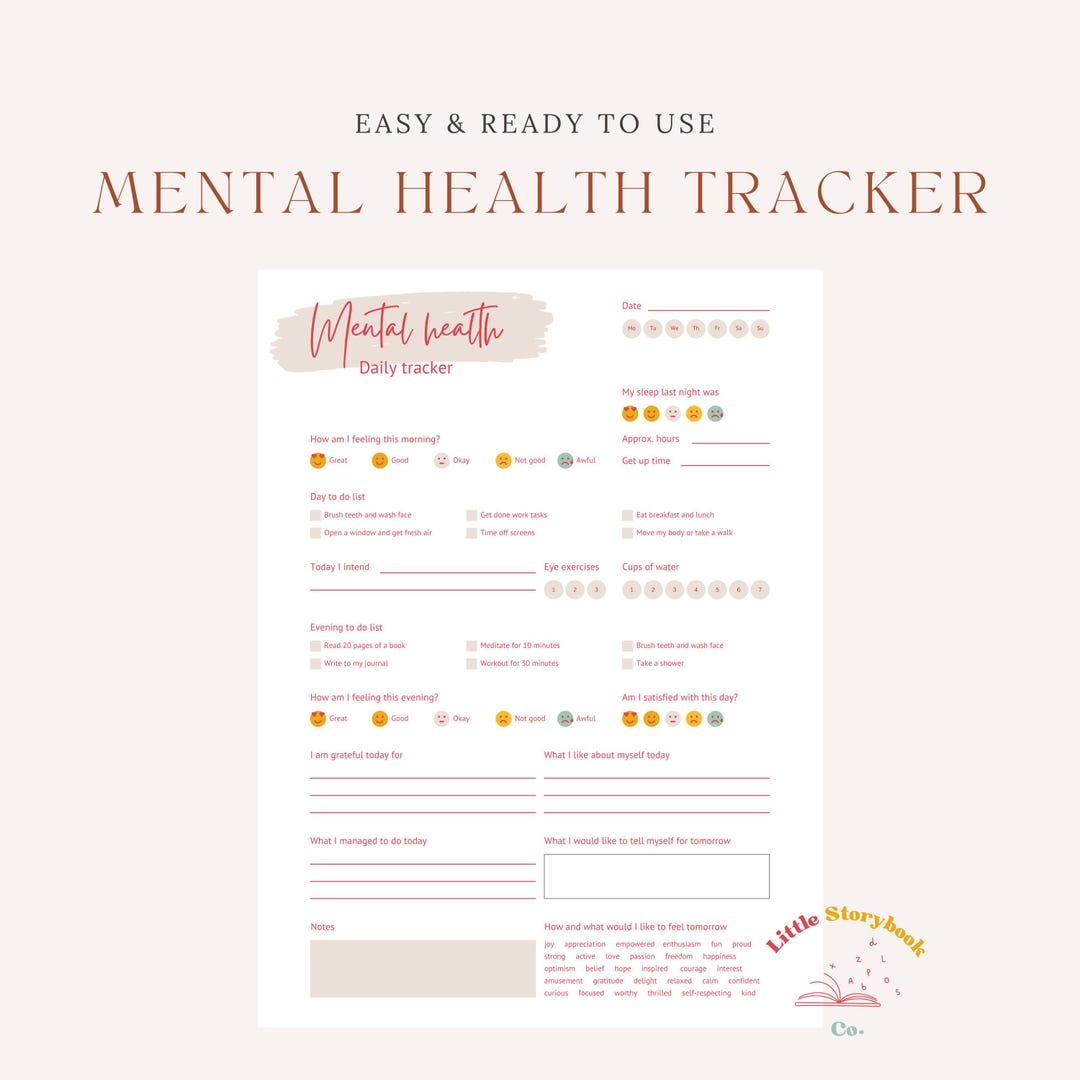 Mental Health Daily Tracker | Printable & Goodnotes Digital Journal ...