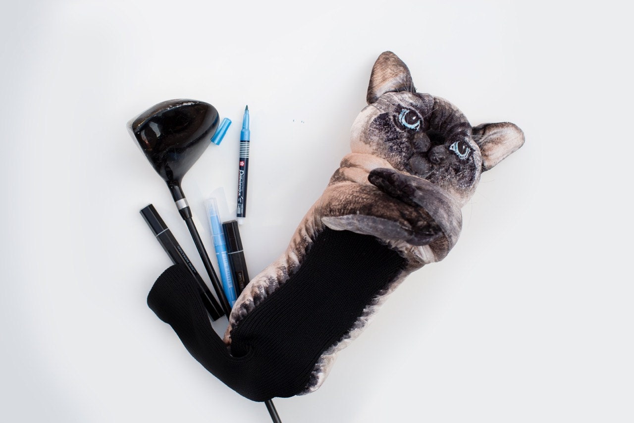 CAT Golf Club Head Cover custom Pet Portrait Golf | Etsy