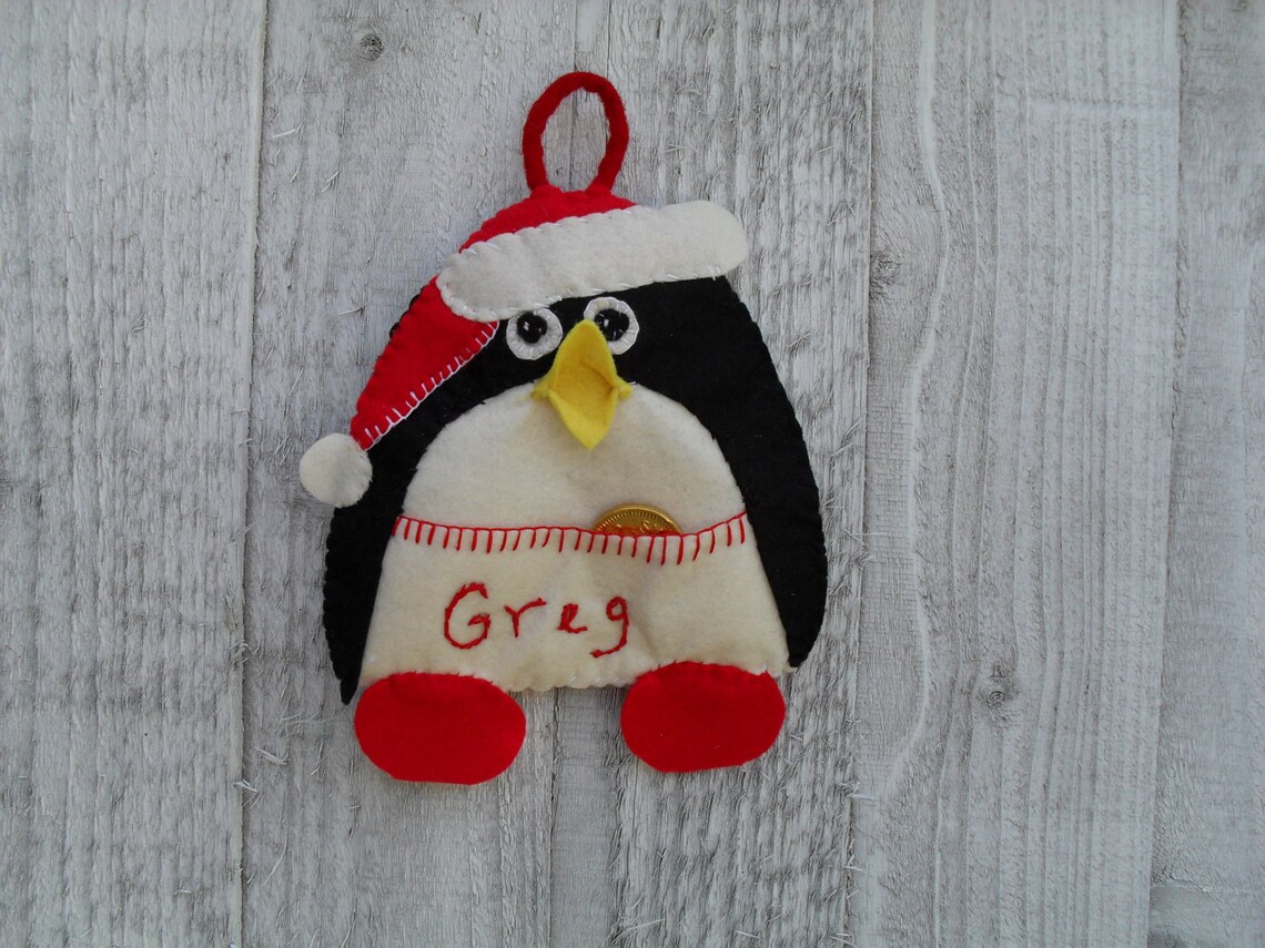 Santa robin and Penguin Felt Christmas Ornaments With Pouches - Etsy