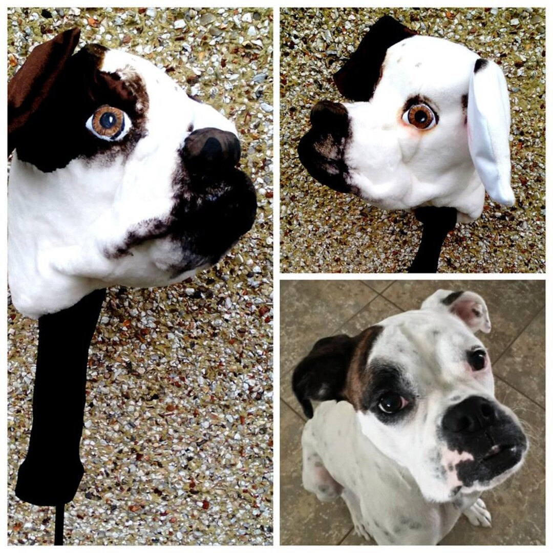 GOLF Club Head Cover ,custom Dog Portrait Boxer , Golf Accessories ...