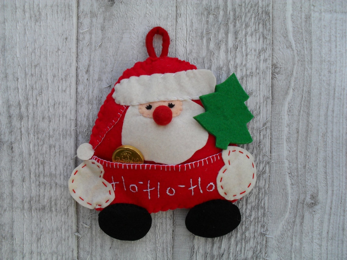 Santa robin and Penguin Felt Christmas Ornaments With Pouches - Etsy